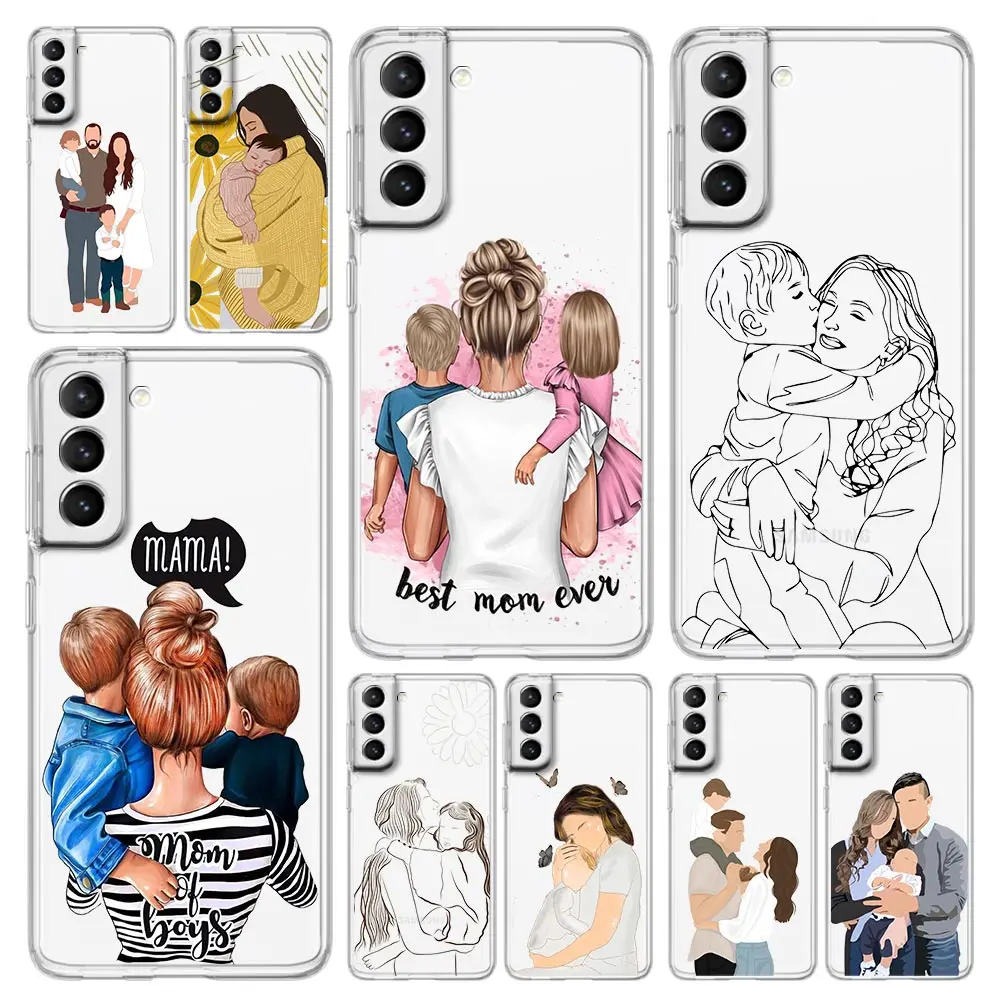 Baby Girl Mom Family Clear Phone Case For Samsung Galaxy S24 Plus S23 ...