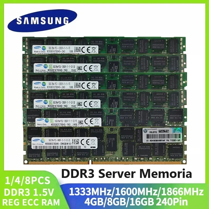 1/4/8PCS Samsung Server Memoria DDR3 16GB 8GB 4GB RAM 1866 1600 1333MHz ...
