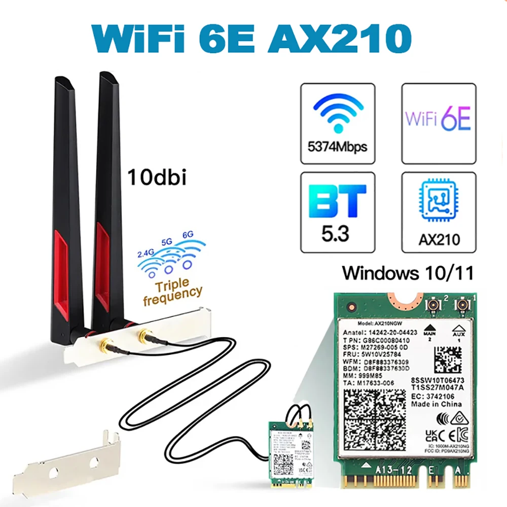 Wi-Fi-6E-AX210-WiFi-Card-5374Mbps-Bluetooth-5-3-Adapter-2-In-1-Desktop ...