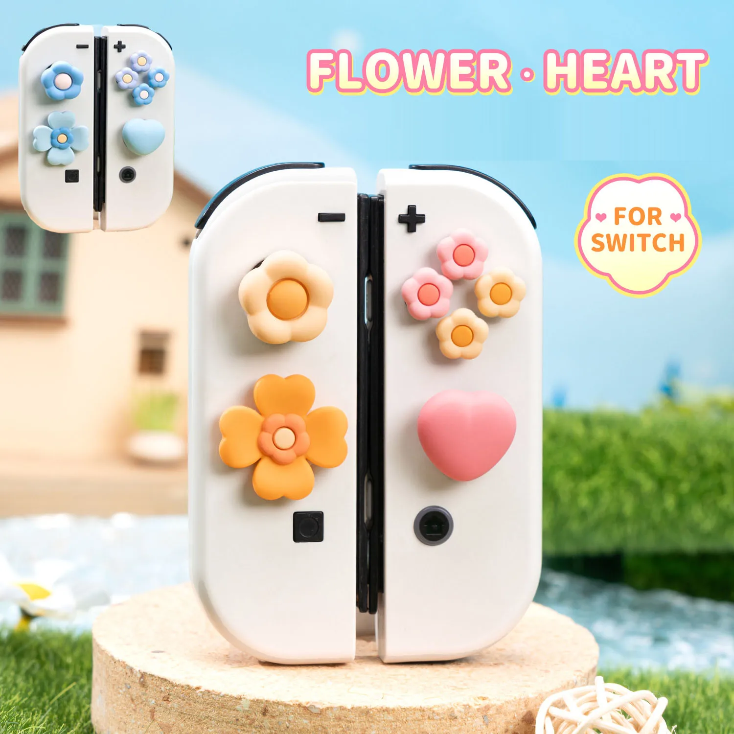 Flower-Heart-Silicone-Soft-D-pad-Cross-Button-ABXY-Key-Sticker-Skin ...