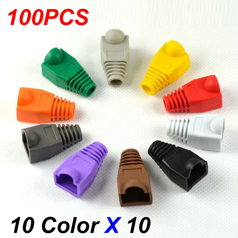 10 PCS Colourful RJ45 CAT5E/6 RJ11 Connector USB Plug Protective Sleeve ...