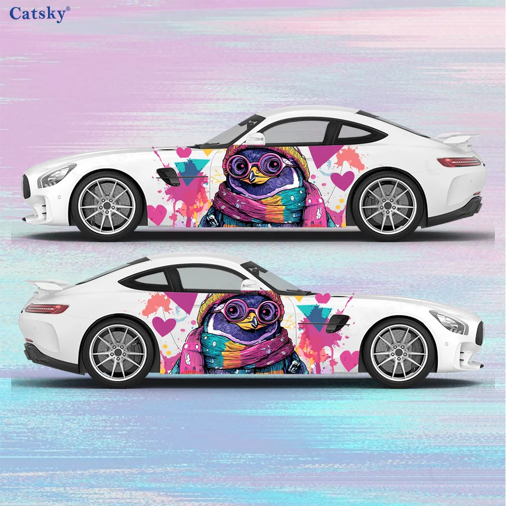 Colored Pop Art Shape Penguin Car Vinyl Wrap Decal Self-adhesive PVC ...