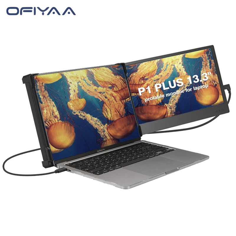 OFIYAA P1 플러스 휴대용 모니터, 노트북 디스플레이 게이머 컴퓨터용, 맥북 프로용 미니 1920*1080 모니터 부착 ...