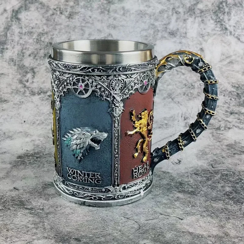 Medieval-Dragon-Skull-Beer-Mugs-Stainless-Steel-Resin-Thrones-Cups-Song ...
