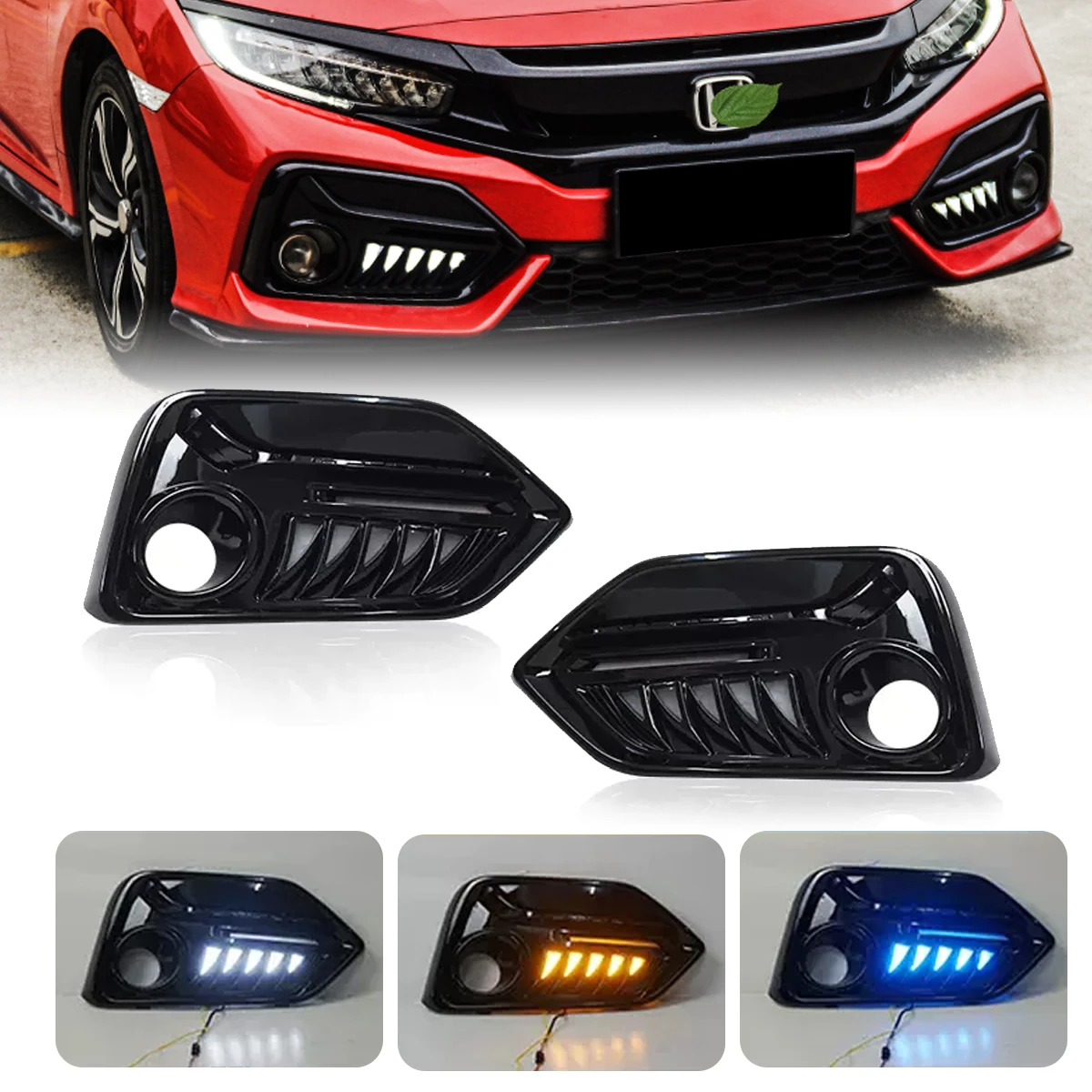 Auto Led Fog Light Front Bumper Reflector Lights For Honda Civic ...