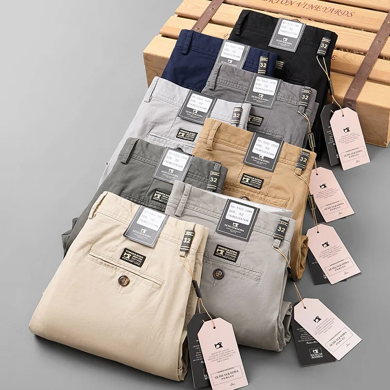 Smart-Black-Pants-Men-Clothing-Business-Office-Cotton-Straight-Suit ...