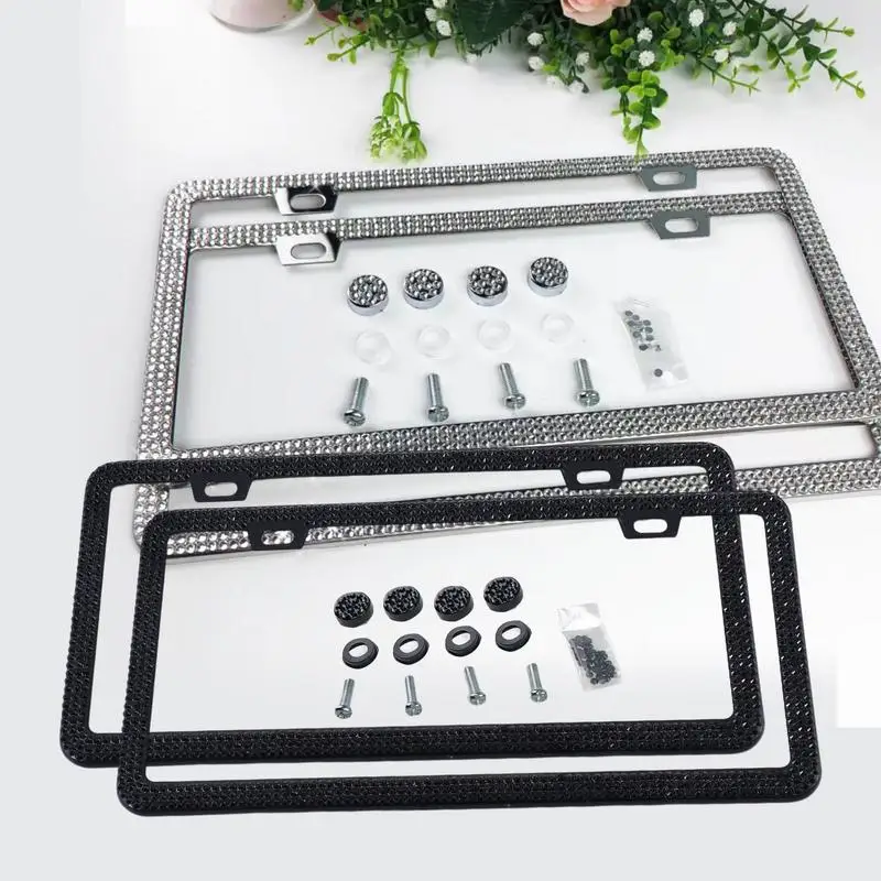 Rhinestones-License-Plate-Frame-Polish-License-Plate-Frame-Waterproof ...