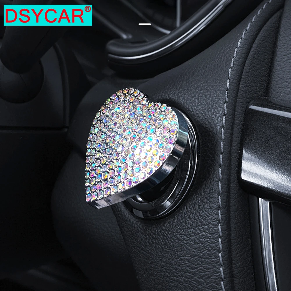 Car-Cute-Push-to-Start-Button-Cover-Accessories-Bling-Crystal-Car ...
