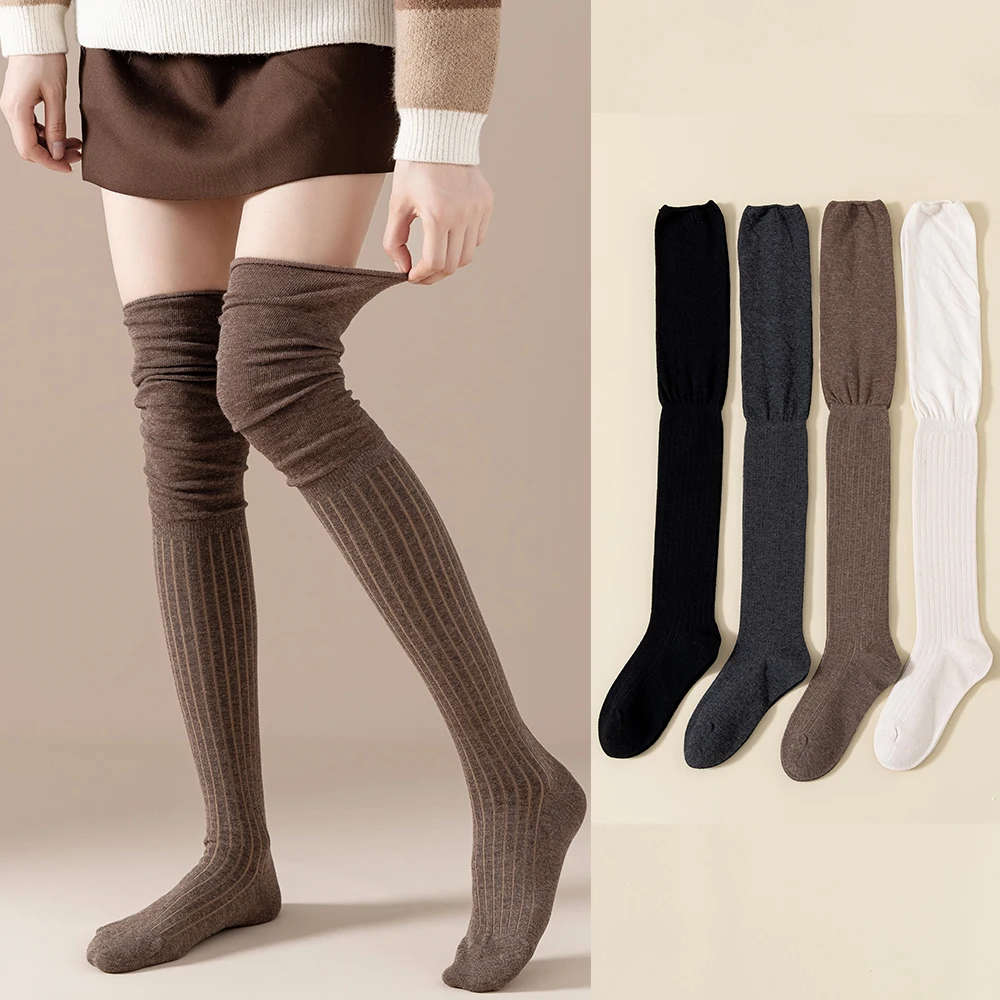 Chaussettes-longues-tubes-allong-s-en-coton-chaussettes-blanches-lait ...