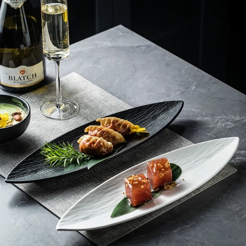 Light-Luxury-Japanese-Restaurant-Supplies-Ceramic-Sushi-Plates-Leaf ...