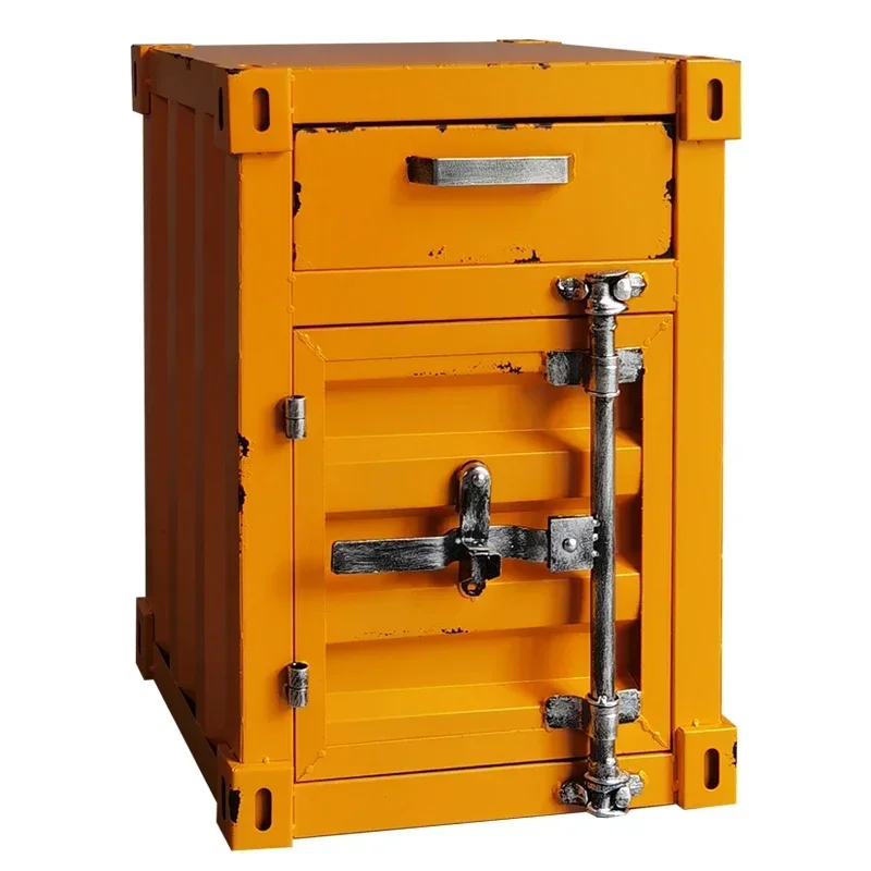 Industrial-Style-Side-Table-Bedside-Table-Container-Cabinet-Iron-Art ...