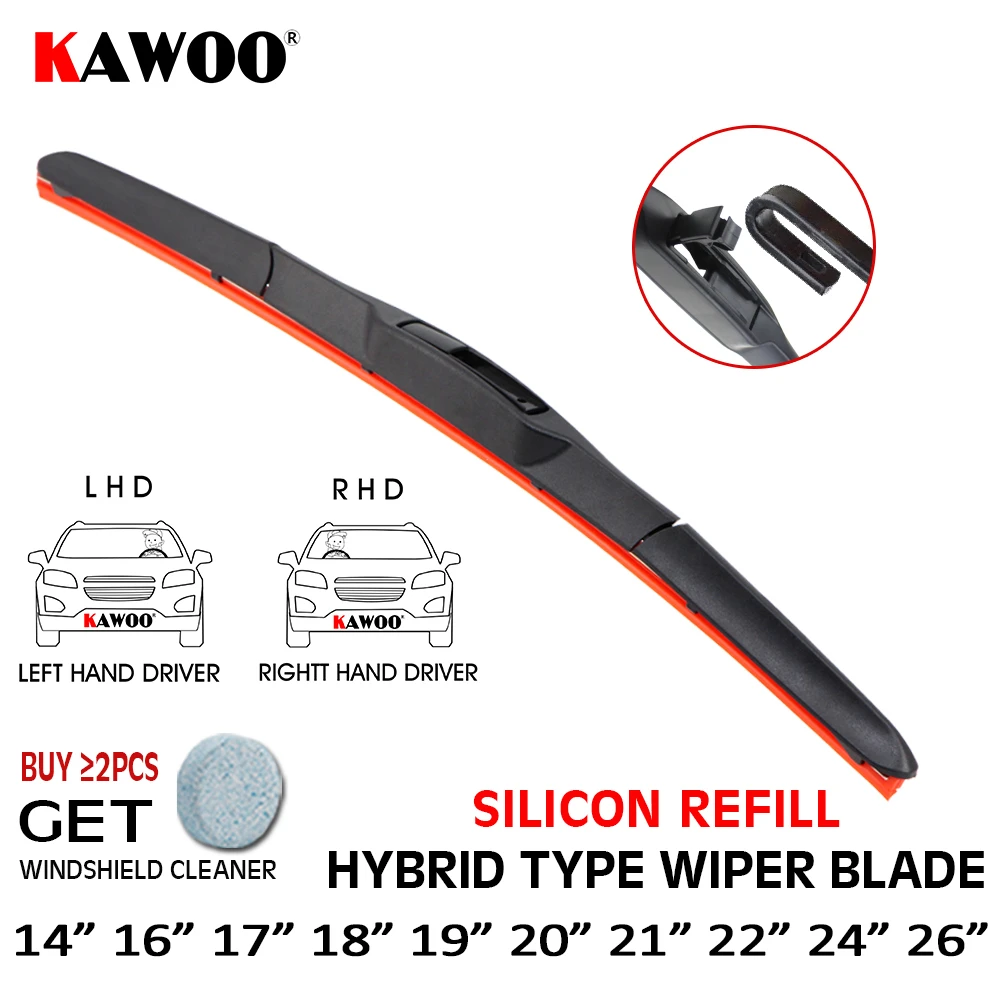 New Red Silica Gel Car Wiper Blade Universal U Hook Type 14"16"17"18"19"20"21"22"24"26 ...