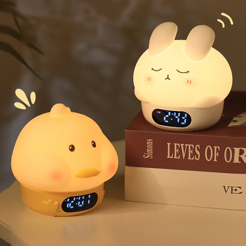 duck Night Light Digital Alarm Clock For Kids Bedside Table Clock With ...