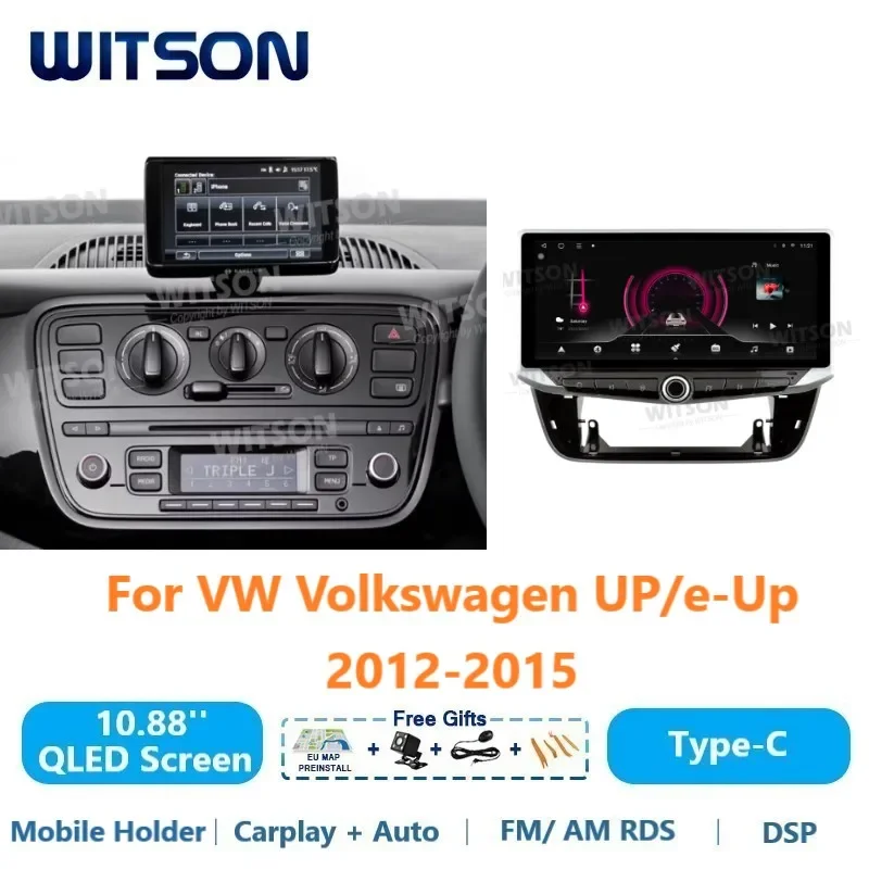 Auto Stereo QLED Android Car Radio For VW Volkswagen UP E-Up 2012-2015 ...