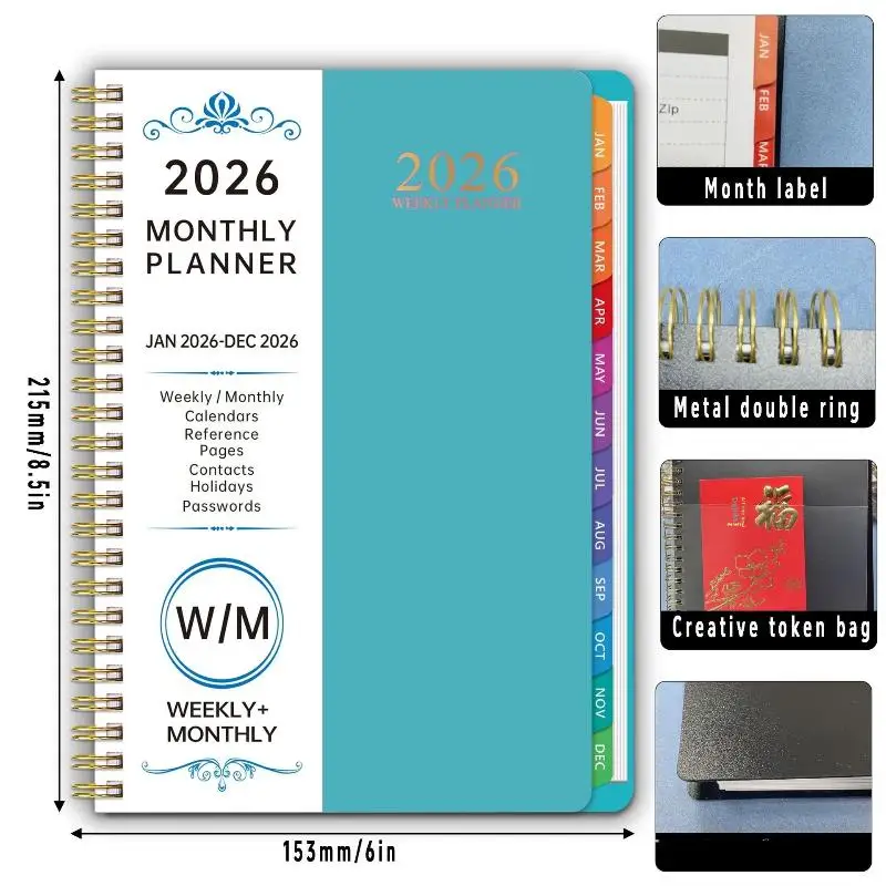 2026 Planner Notebook With Index Tags Coil A5 Size 365 Days Diary ...