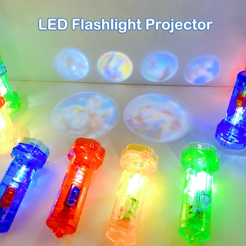 2Pcs-Cute-Cartoon-Mini-Colorful-Flashlight-Projector-Early-Education ...