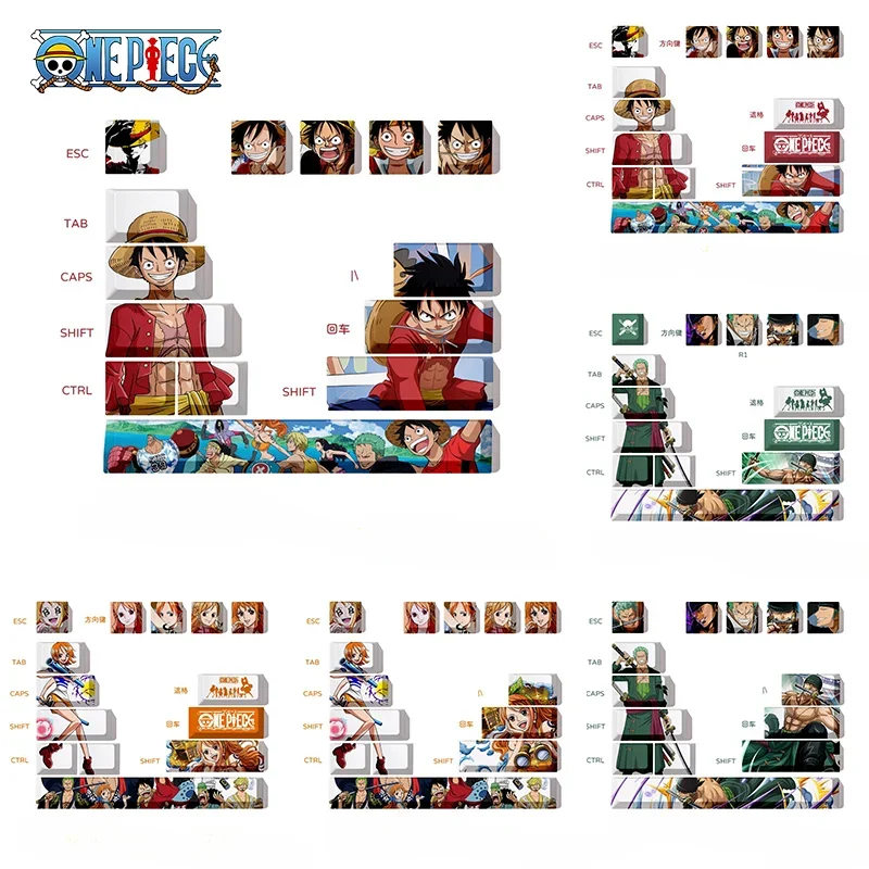 One-Piece-Luffy-Zoro-Nami-PBT-Keycap-Anime-Personalized-Key-Caps-OEM ...