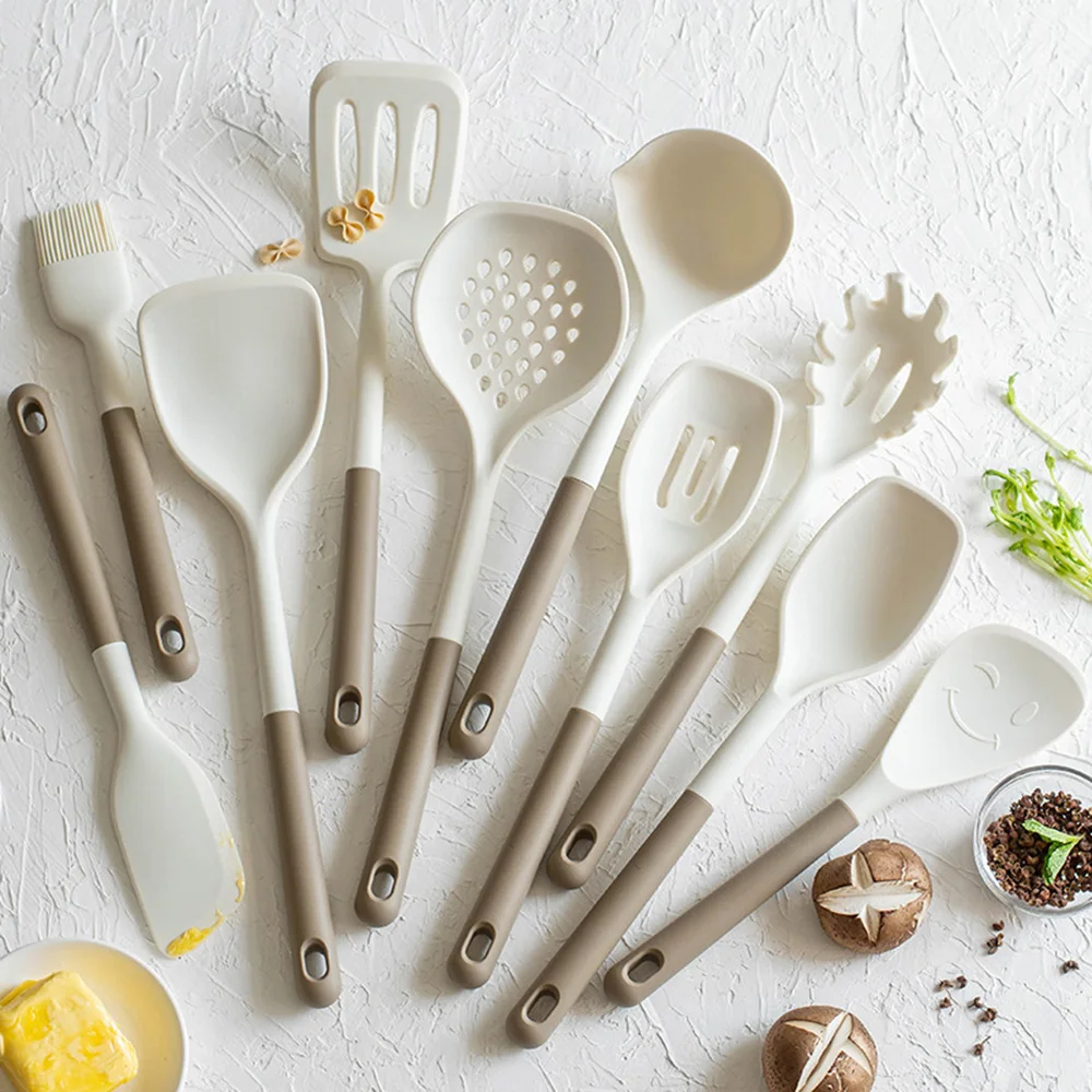 New-4-5-6-7-10Pcs-Silicone-Kitchen-Utensils-Spatula-Shovel-Soup-Spoon ...