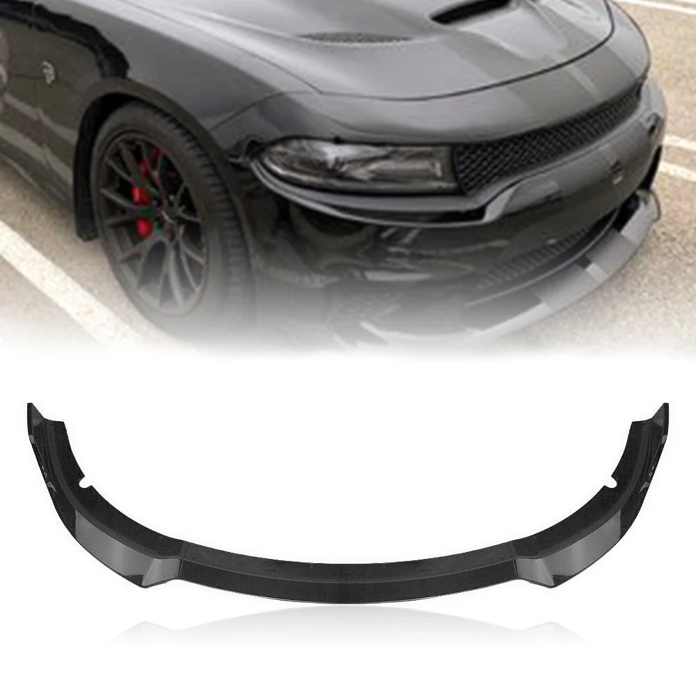 For-Dodge-Charger-SRT-2015-2019-Front-Bumper-Spoiler-Lip-Glossy-Black ...