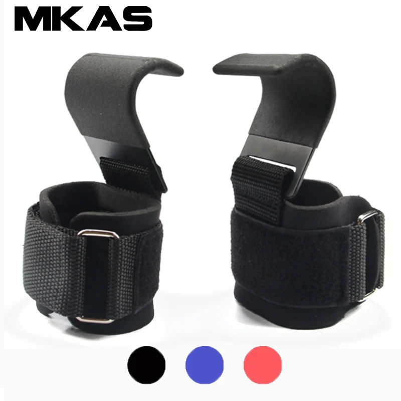 Weight Lifting Hook Grips With Wrist Wraps Hand-bar Wrist Strap Gym ...