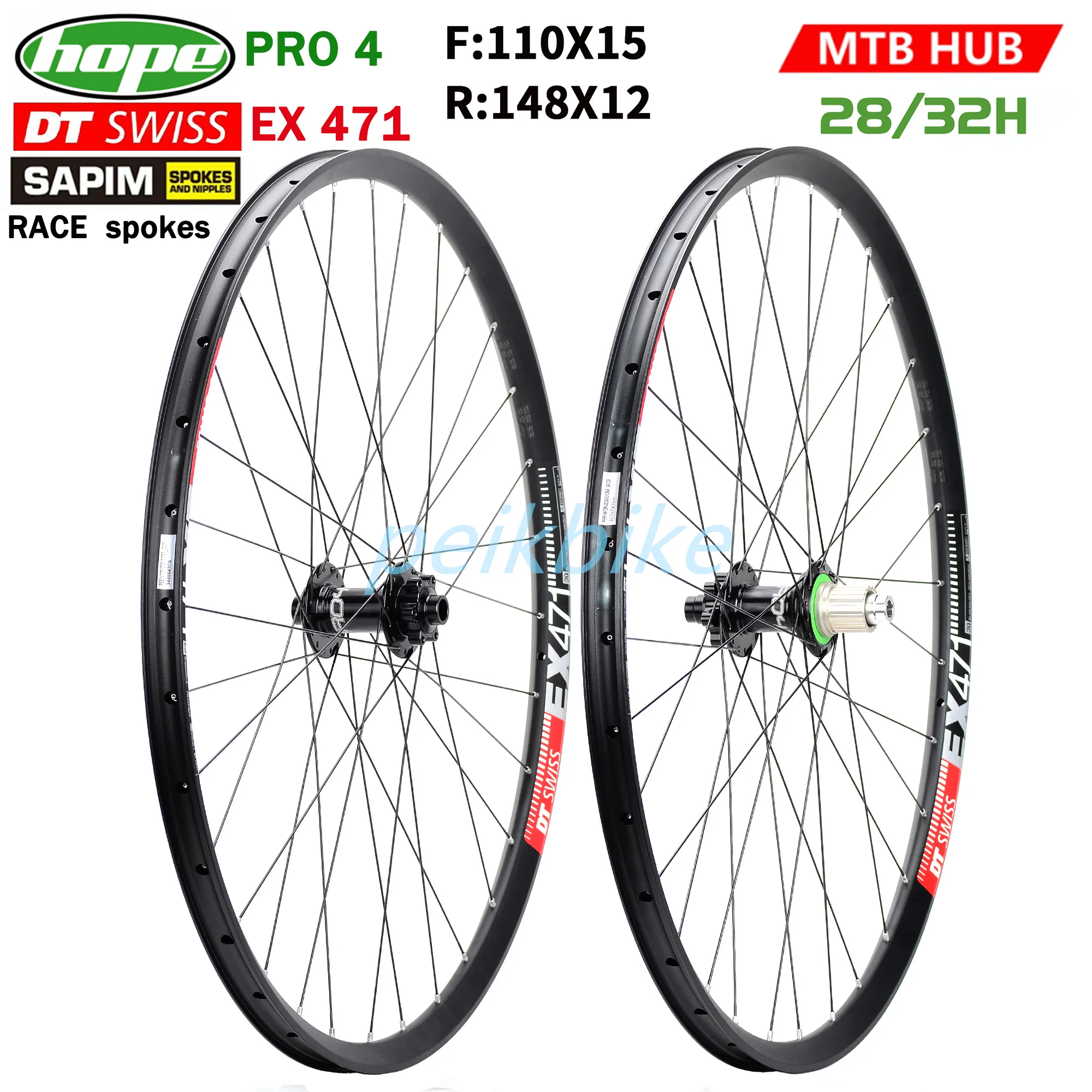Bicycle-wheel-HOPE-pro4-hub-Dt-Swiss-471-Aluminum-rim-110x15mm-148x12mm ...