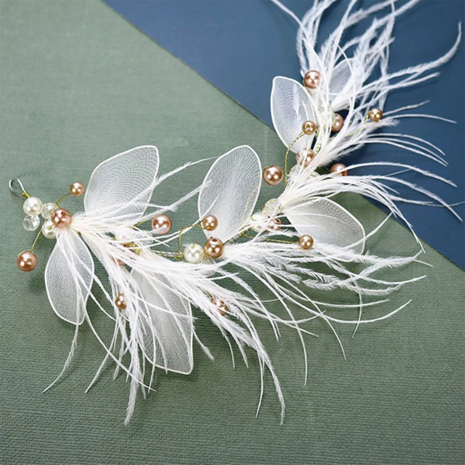 Super Fairy Feather Headbands White Leaves Hairbands Artificial Pearls ...