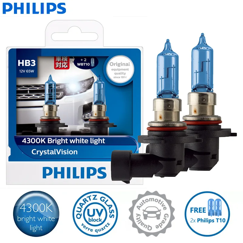Philips HB3 9005 P20d 12V 60W Crystal Vision 4300K Bright White Light ...