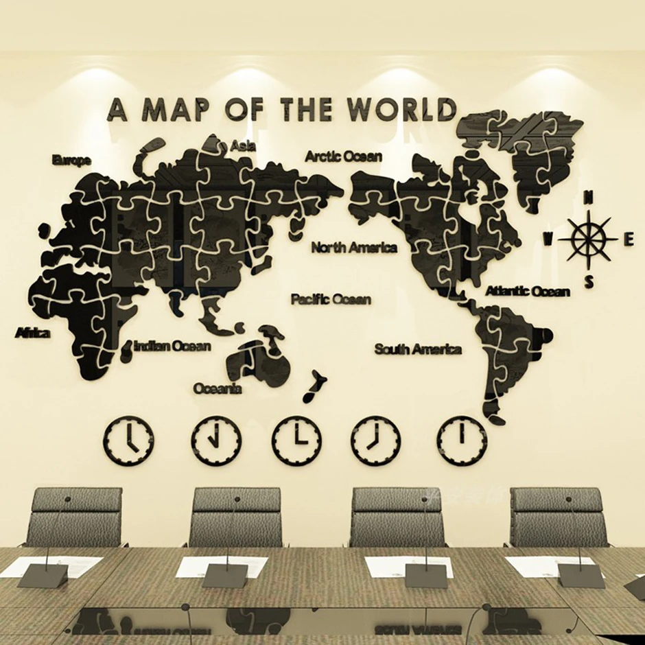 Pegatinas acrílicas 3D de mapa del mundo para pared, pegatinas de tres ...