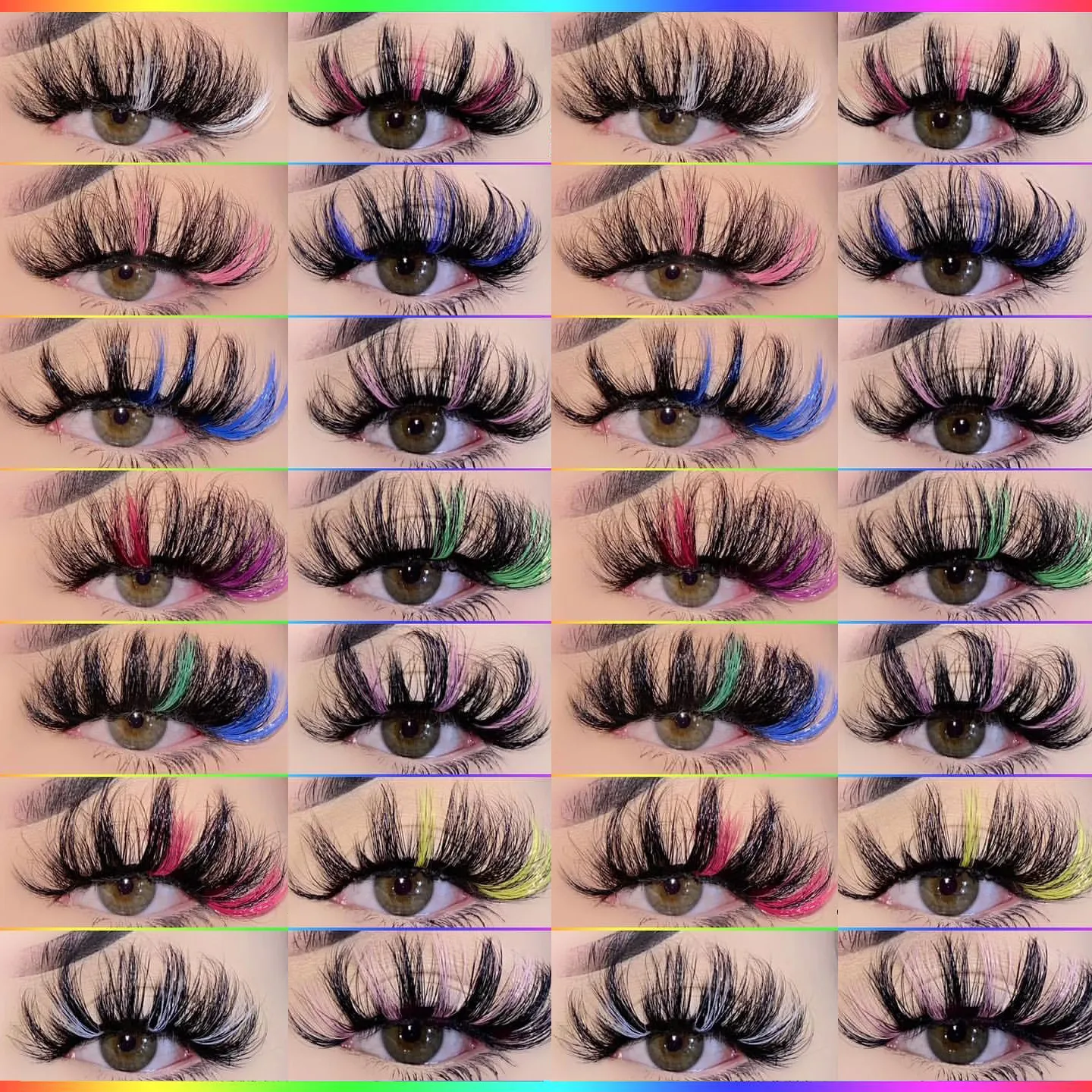 5D Colored Lashes Bulk Wholesale White Blue Green Red 3D Fluffy Mink ...