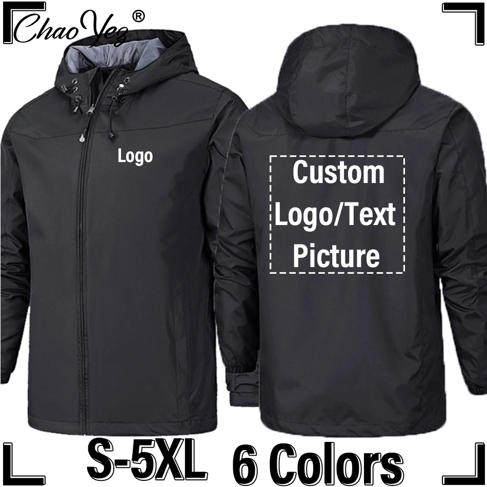 New-Custom-Logo-Men-Jacket-DIY-Print-Brand-Zipper-Coat-Windproof ...