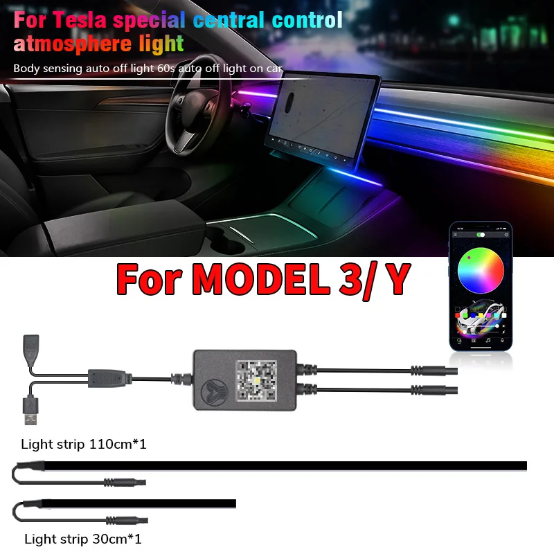 New-For-Tesla-Model-3-Y-Center-Console-Dashboard-Wireless-Charging-RGB ...