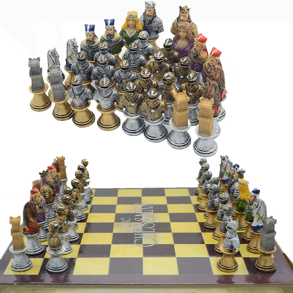 Three dimensional figure theme chess hand painted character chess ...