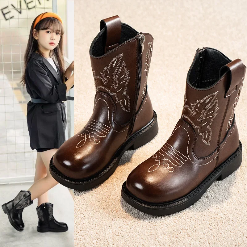 Retro-Leather-Boots-for-Children-Classic-Western-Cowboy-Boots ...