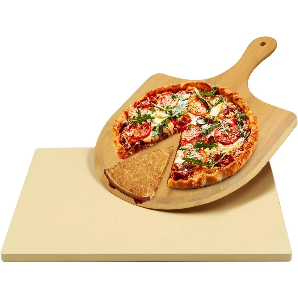 1-Set-Pizza-Stone-for-Oven-and-Grill-Wooden-Pizza-Peel-paddle-for-grill ...