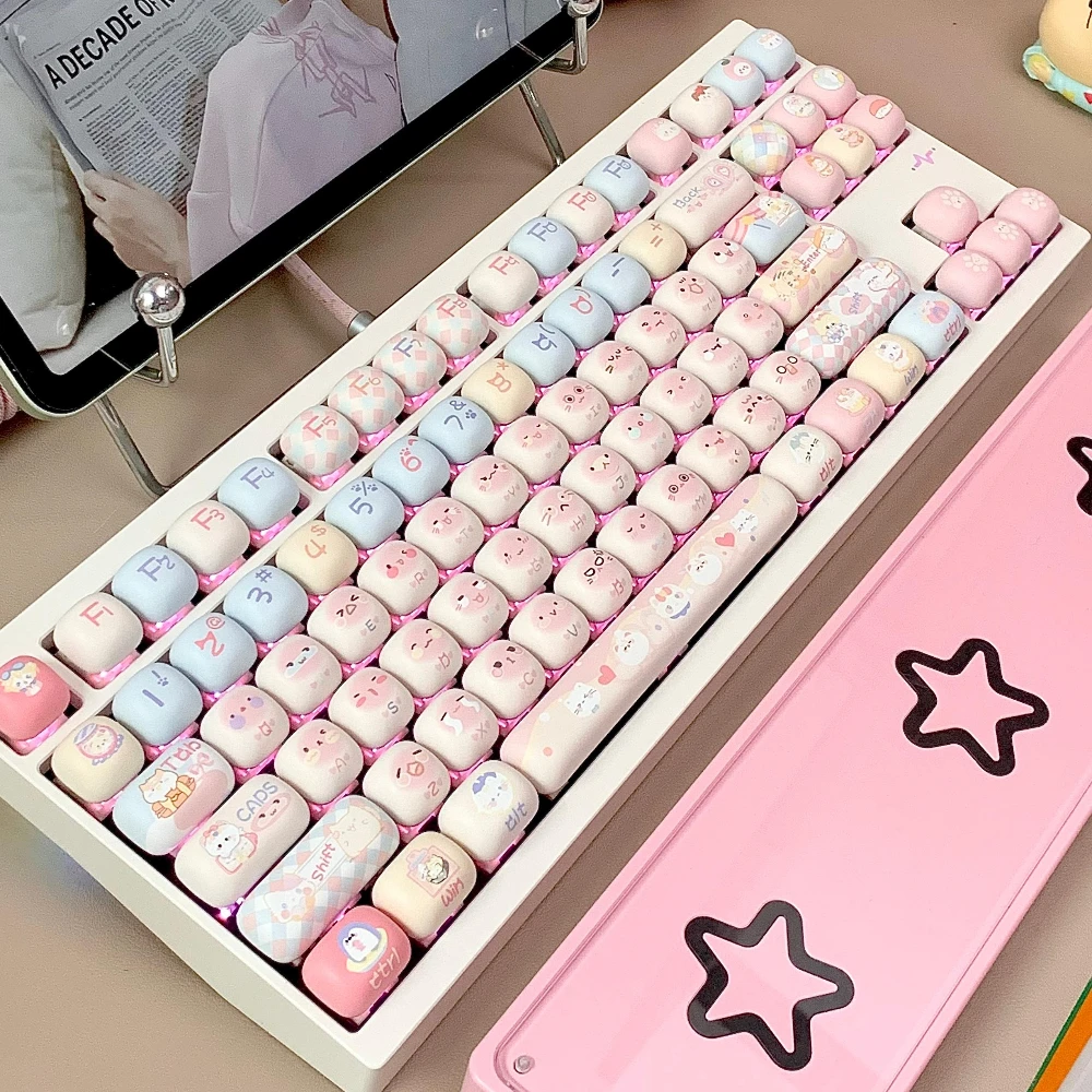 Sweetheart-Cat-Pink-Dream-Keycap-Mog-Height-Pbt-Keycap-Mushroom-Shape ...