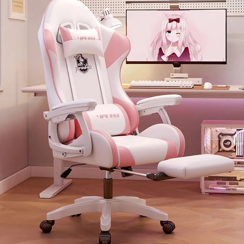 Back-Cushion-Office-Chair-Footrest-Wheels-Glides-Mobile-Computer-Gaming ...