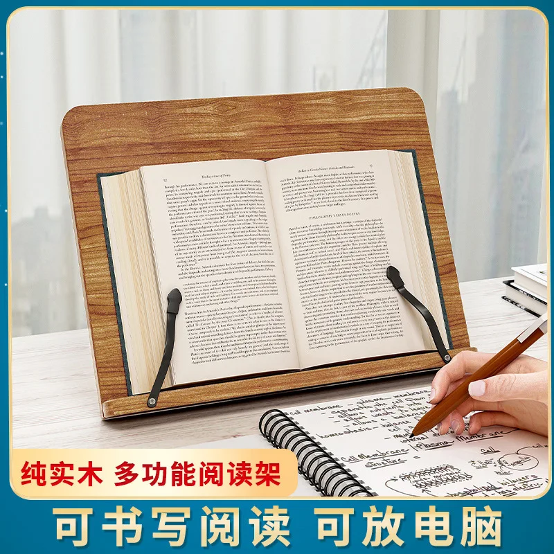 Solid-Wood-Reading-Stand-Book-Clip-Clipboard-Bookshelf-Holder-Temporary ...