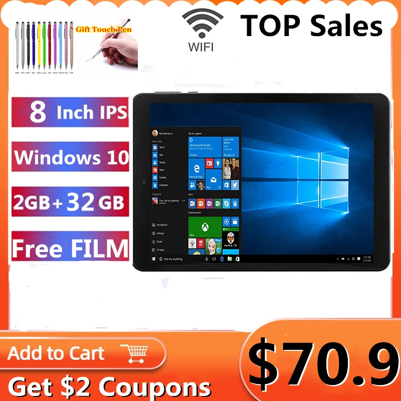 TOP Sales 8 INCH 2GB+32GB Windows 10 Tablet AR1 Dual Cameras 5.0 MP ...