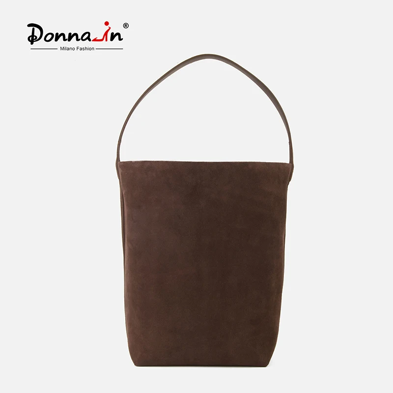 Donna-in Natural Cow Suede Tote Bag for Women Nubuck Coffee Large ...