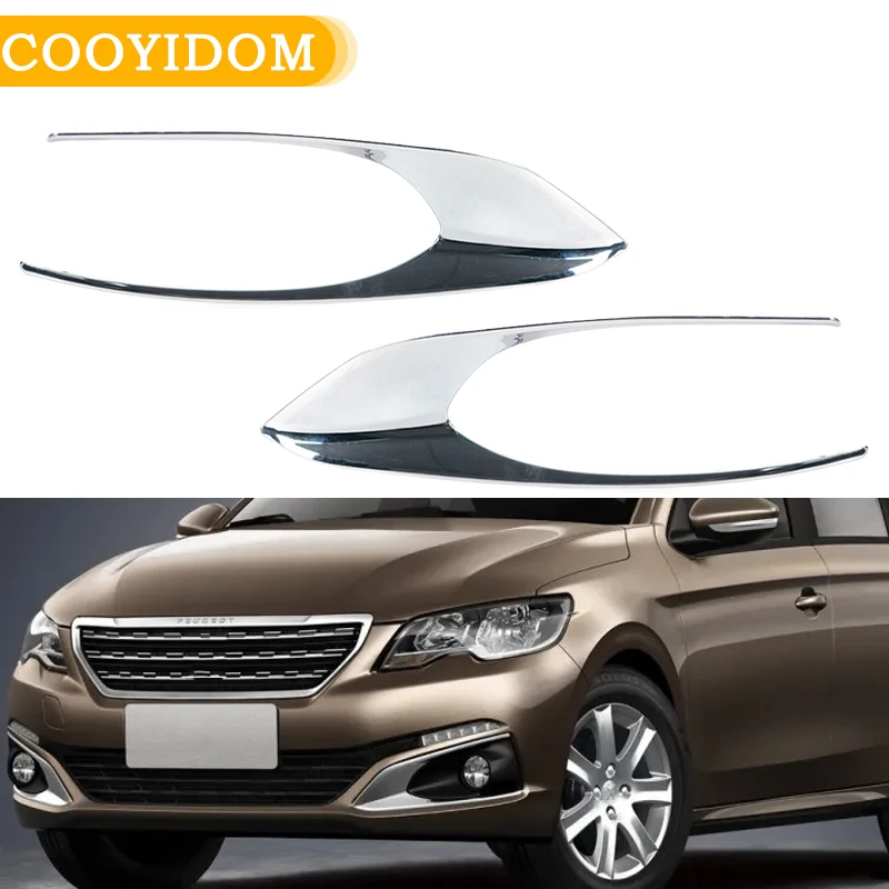 2PCS Car ABS Mirror Chrome trim For Peugeot 301 2017 Front Fog Light ...