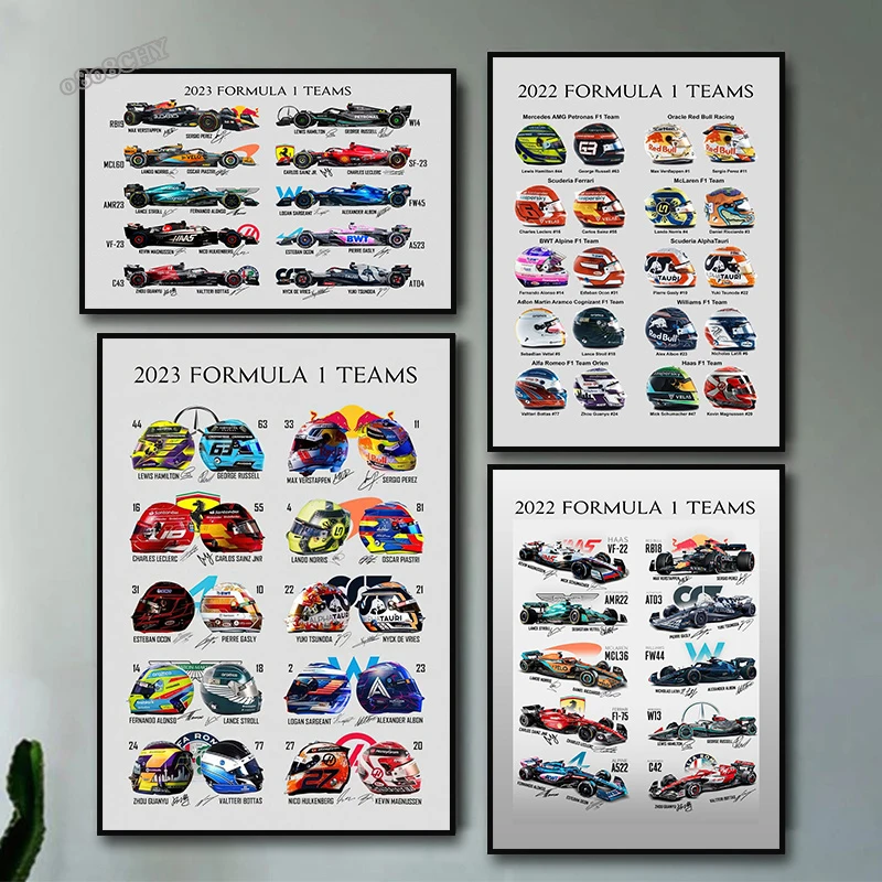 2023-Formula-One-F1-Teams-Posters-Wall-Art-Canvas-Painting-F1-Racer ...