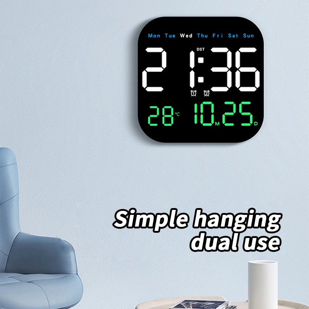 Reloj-de-pared-Digital-con-pantalla-grande-reloj-LED-con-Control-remoto ...