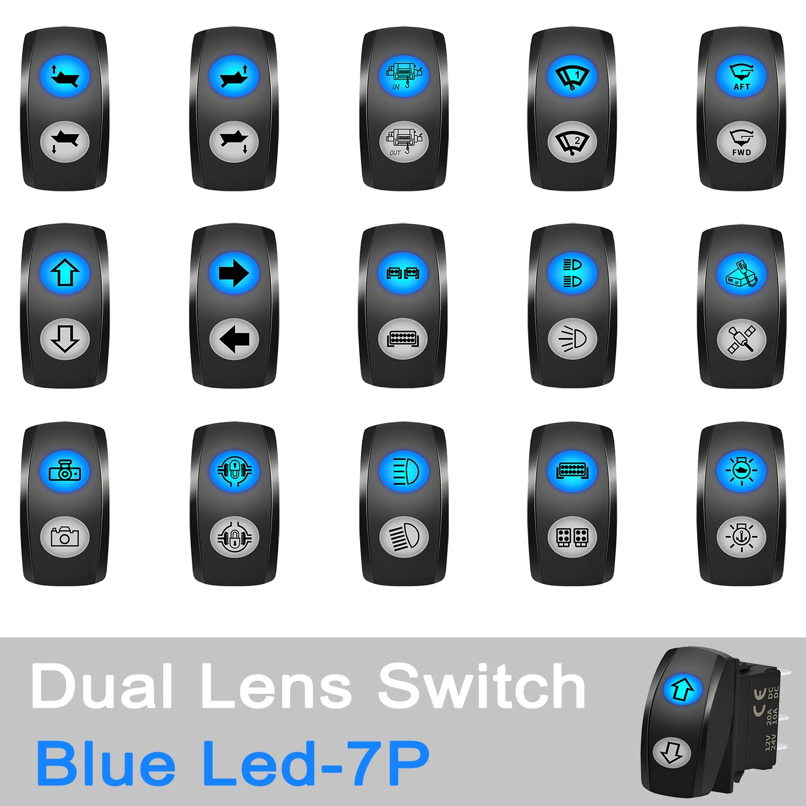 12V-24V-Winch-In-Out-Blue-Led-Rocker-Switch-DPDT-Latching-Momentary-7P ...