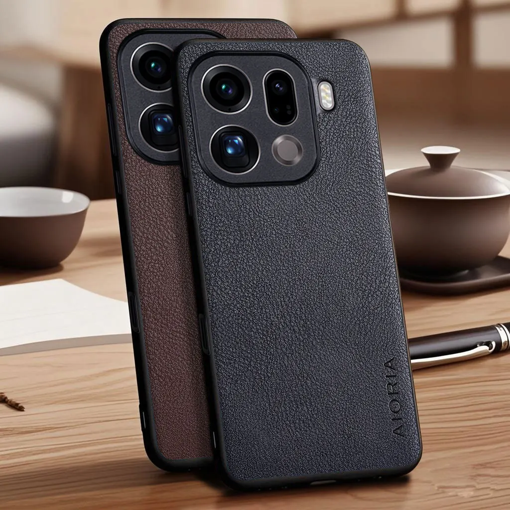 Case for Oppo Find X9 X8 pro Find X5 Lite Vegan Faux Lychee Pebbled ...