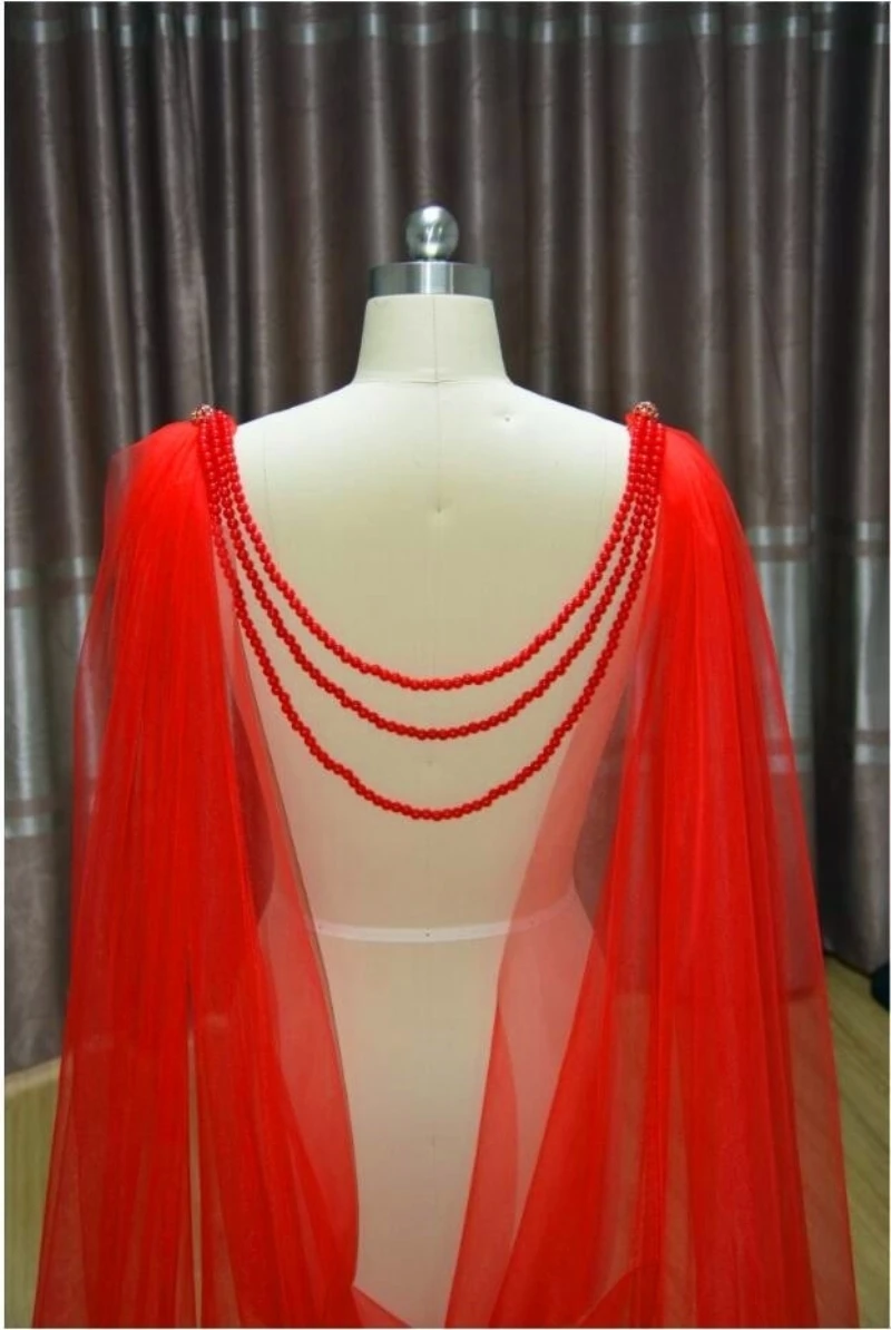 Crystal-wrap-red-tulle-Wedding-Bridal-Artificial-beads-cloak-Wedding ...