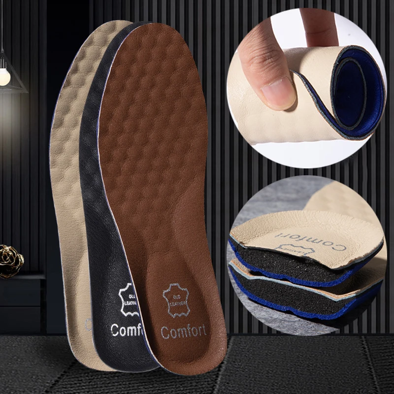 Leather-Sports-Insole-Deodorization-Sweat-Absorbant-Memory-Foam-Arch ...