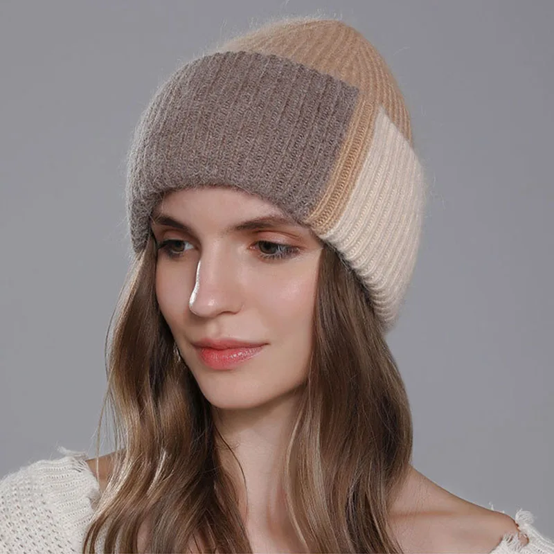 2023-Rabbit-Fur-Winter-Hat-for-Women-Beanies-Soft-Warm-Fluffy-pinkycolor-Angora-Knitted-Hat ...