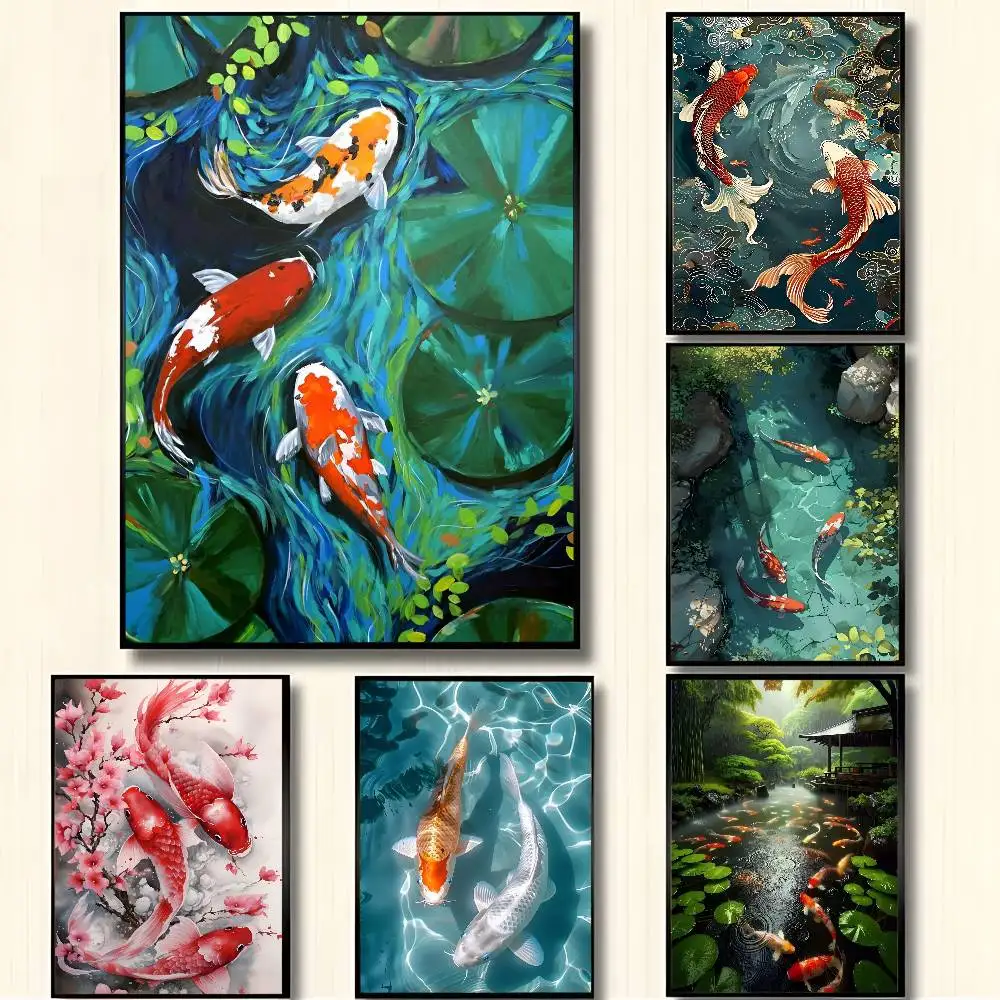 Koi Fish That Brings Good Luck Poster Sticker Self Adhesive HD Wall Art ...