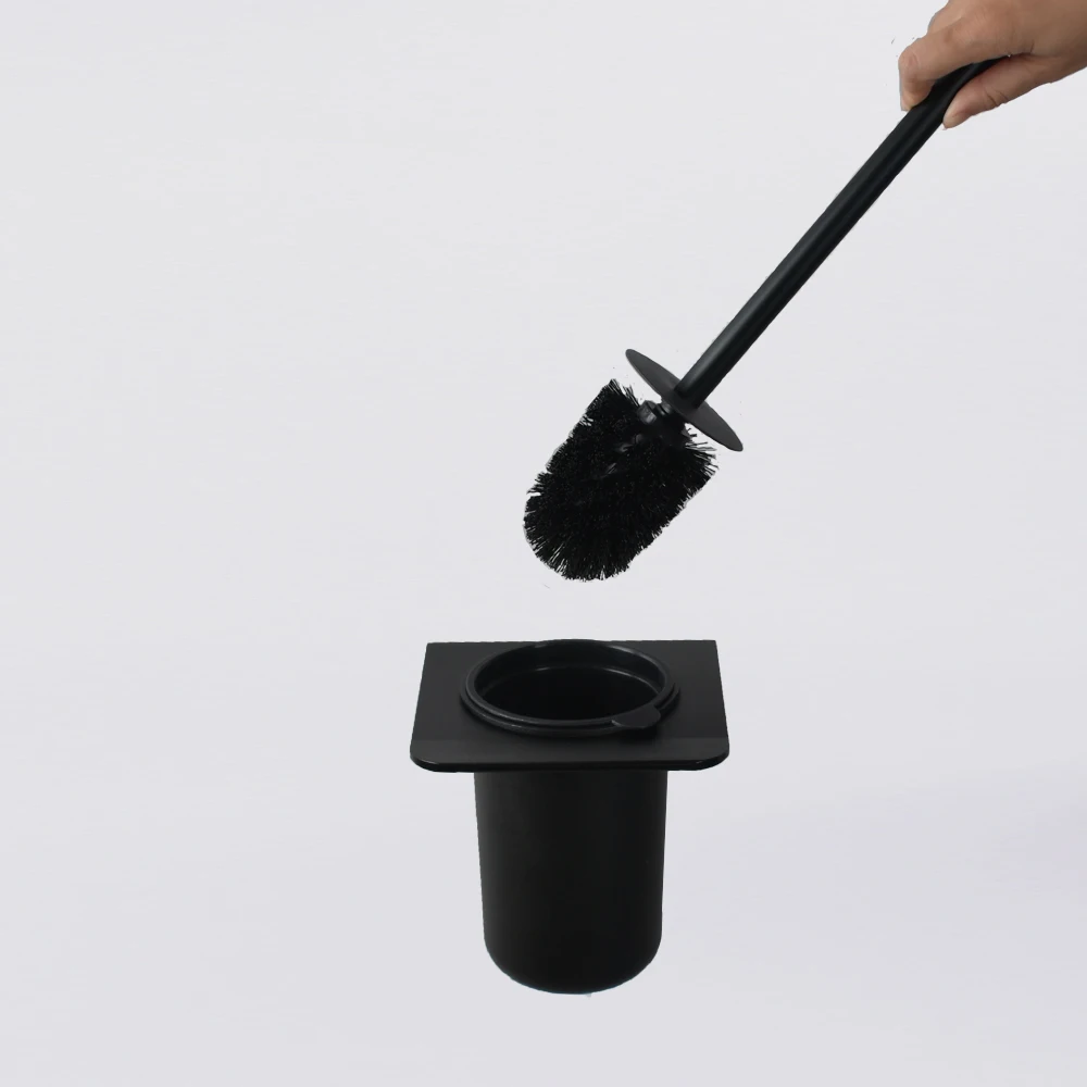 Aluminum Toilet Bush Holder Black WC Cleaner Brush Hanger Wall Mounted ...