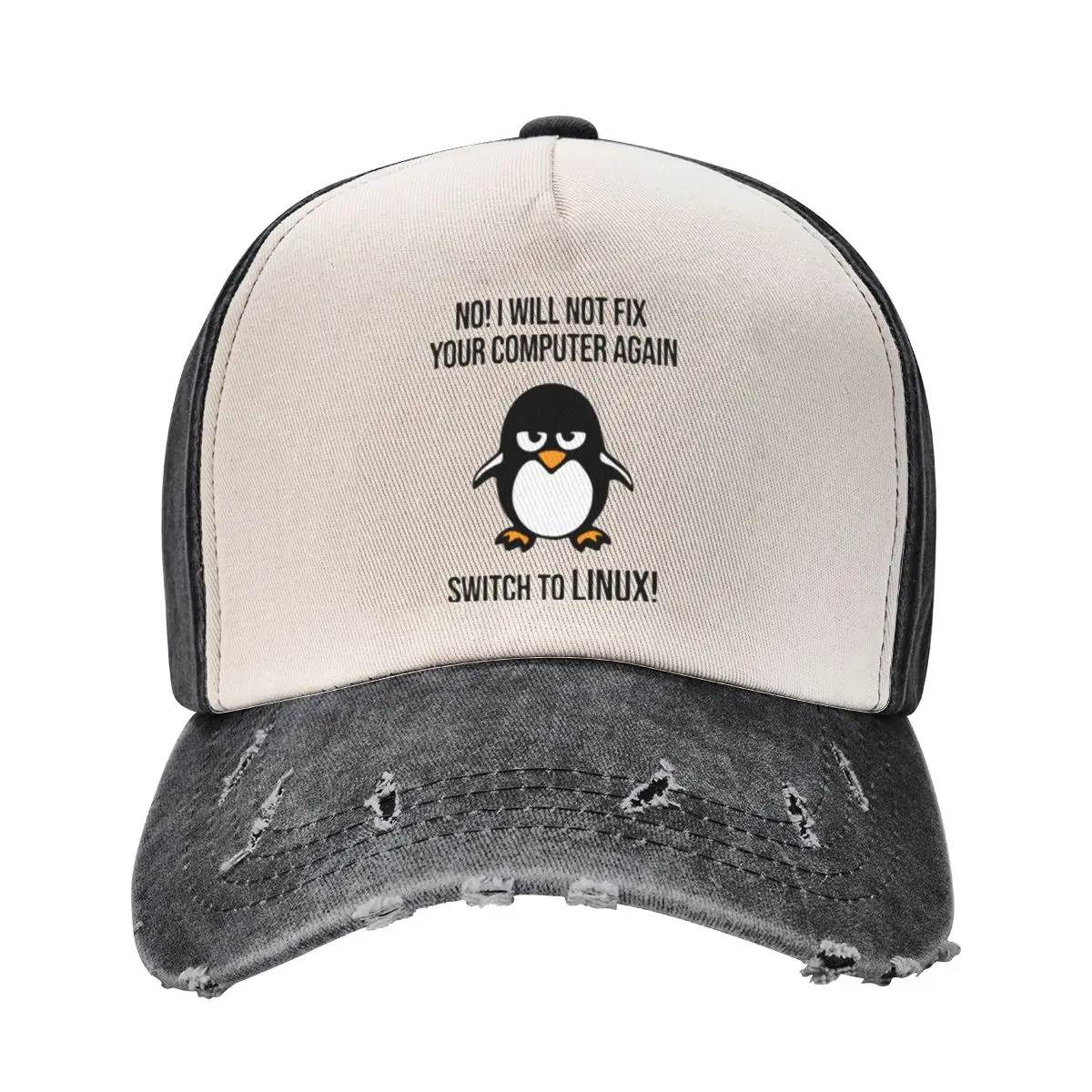 Swith-To-Linux-Angry-Tux-Penguin-Merchandise-Baseball-Caps-Programmer ...